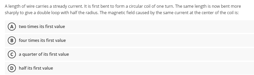 Solved A length of wire carries a stready current. It is | Chegg.com