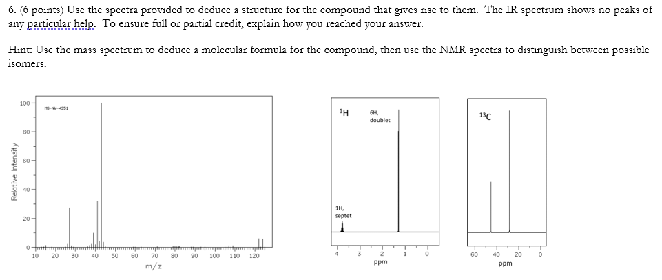Solved 6. Use the spectra provided to deduce a structure | Chegg.com