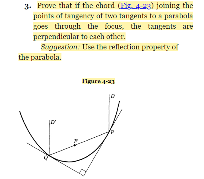 Solved 3. Prove that if the chord (Fig. 4−23 ) joining the | Chegg.com