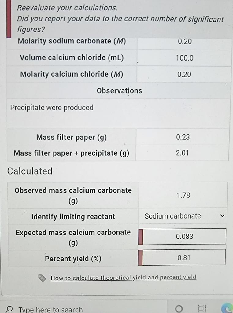 Solved Reevaluate your calculations. Did you report your | Chegg.com