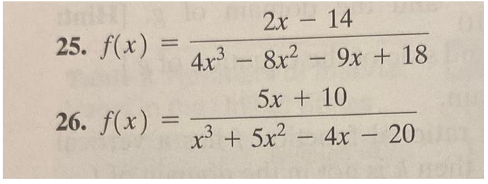 Solved 25. f(x)=4x3−8x2−9x+182x−14 26. | Chegg.com