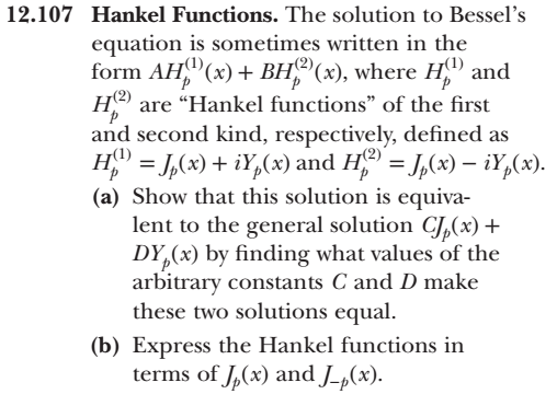 12.107 Hankel Functions. The solution to Bessel's | Chegg.com
