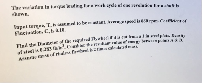 Solved The variation in torque loading for a work cycle of | Chegg.com