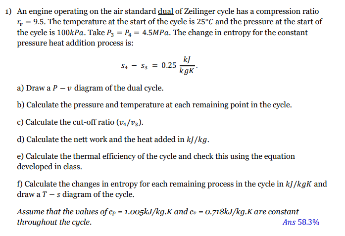 Solved An engine operating on the air standard dual of | Chegg.com
