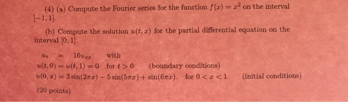 Solved Compute The Fourier Series For The Function Fx 2645