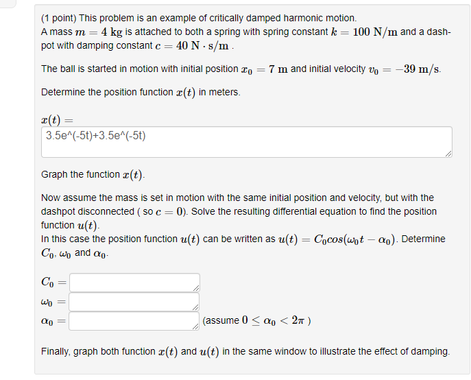Solved (1 point) This problem is an example of critically | Chegg.com