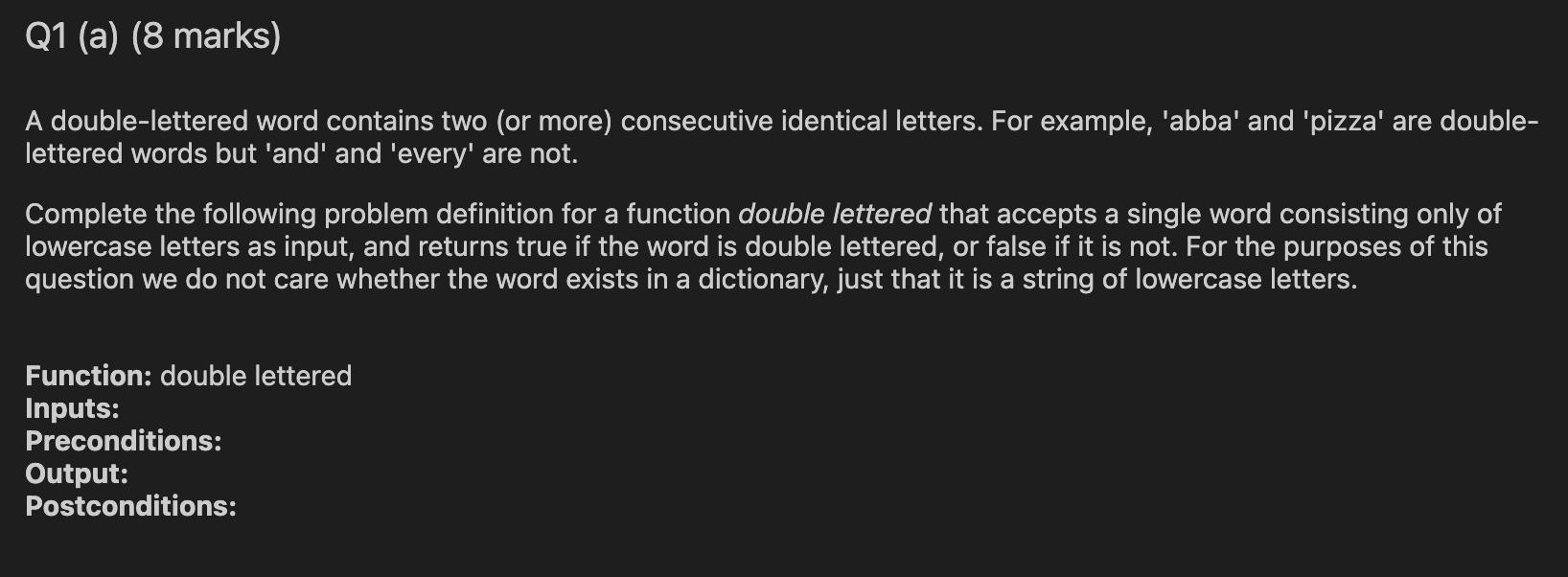 Solved A double-lettered word contains two (or more) | Chegg.com