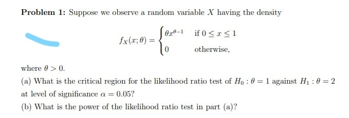 Solved Problem 1: Suppose we observe a random variable X | Chegg.com