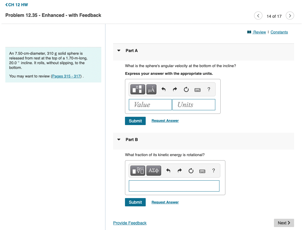 Solved Review | Constants Part A An 7.50-cm-diameter, 310 g | Chegg.com