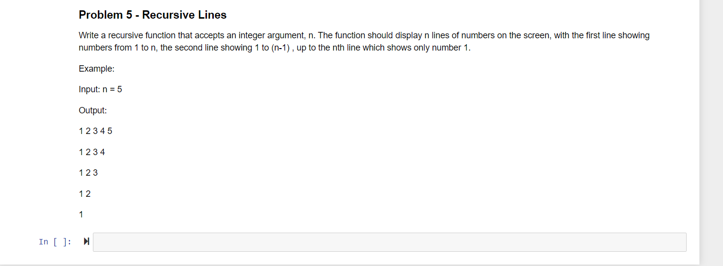 Solved Problem 5 - Recursive Lines Write a recursive | Chegg.com