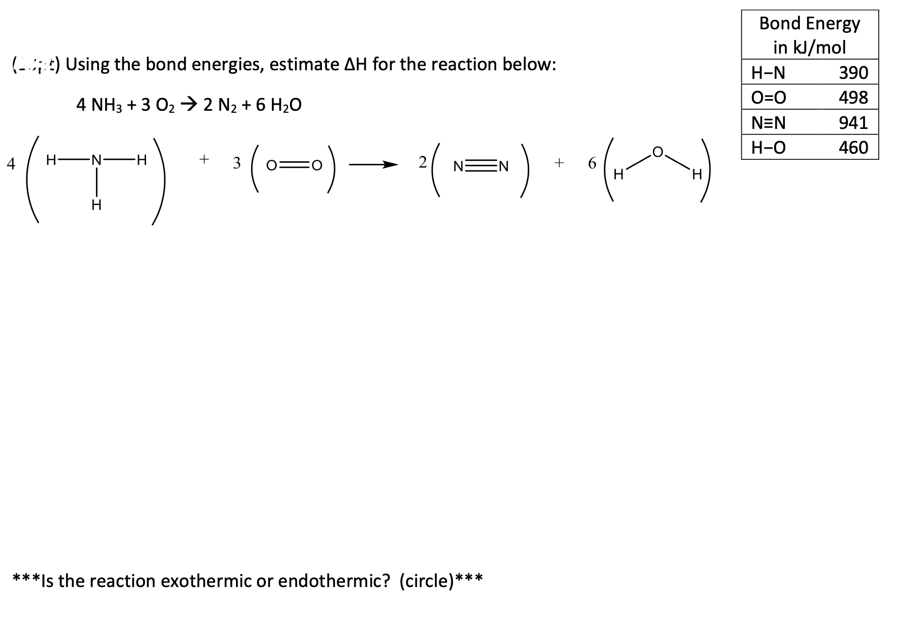Using the bond energies, estimate ΔH ﻿for | Chegg.com