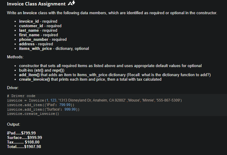 Solved Invoice Class Assignment A Write An Invoice Clas 