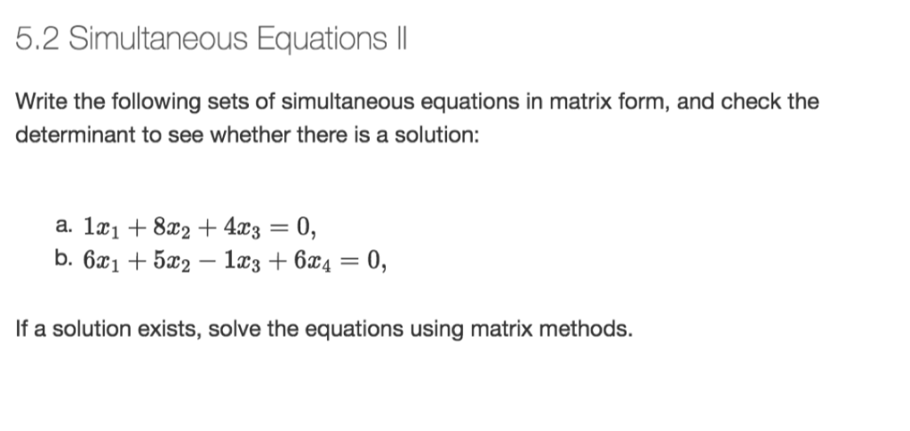 Solved 5.2 Simultaneous Equations ll Write the following | Chegg.com