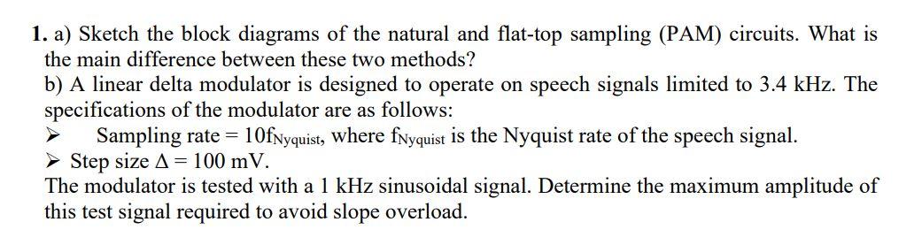 1. a) Sketch the block diagrams of the natural and | Chegg.com