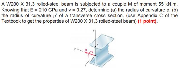 Solved A W200 X 31.3 rolled-steel beam is subjected to a | Chegg.com