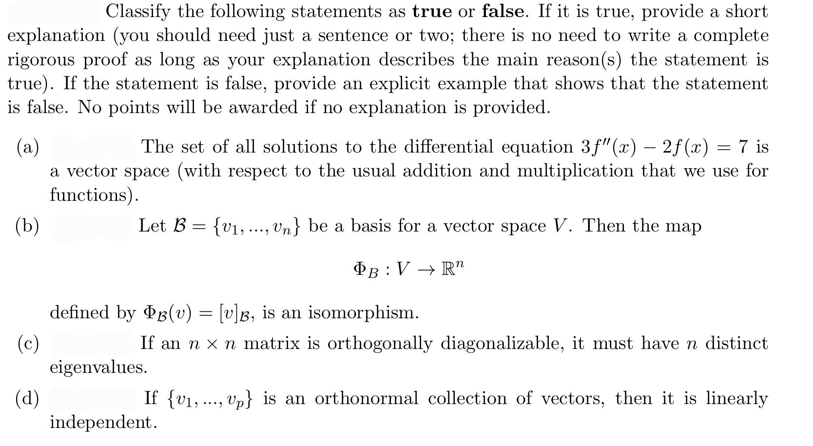 Solved Classify the following statements as true or false. | Chegg.com
