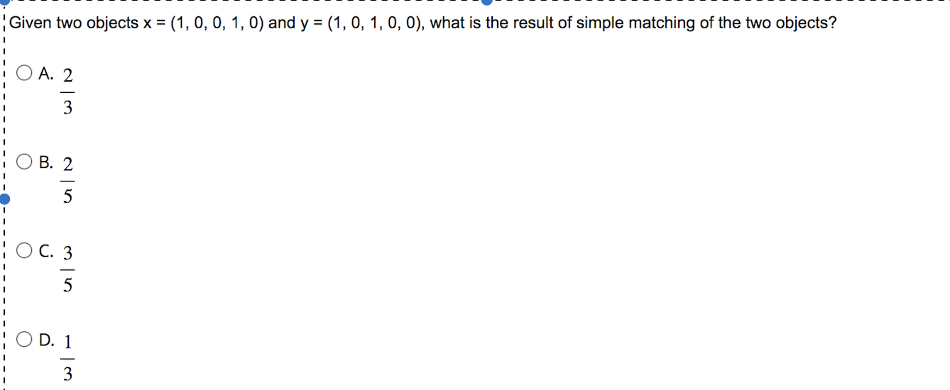 Solved Given two objects x=(1,0,0,1,0) and y=(1,0,1,0,0), | Chegg.com
