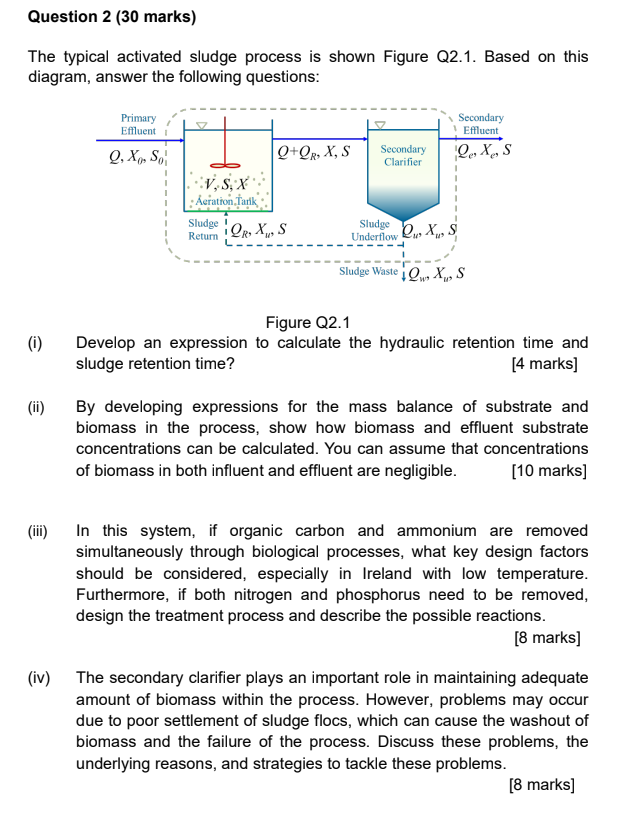 Solved The typical activated sludge process is shown Figure | Chegg.com