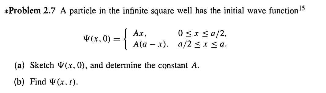 Solved ∗ Problem 2.7 A particle in the infinite square well | Chegg.com