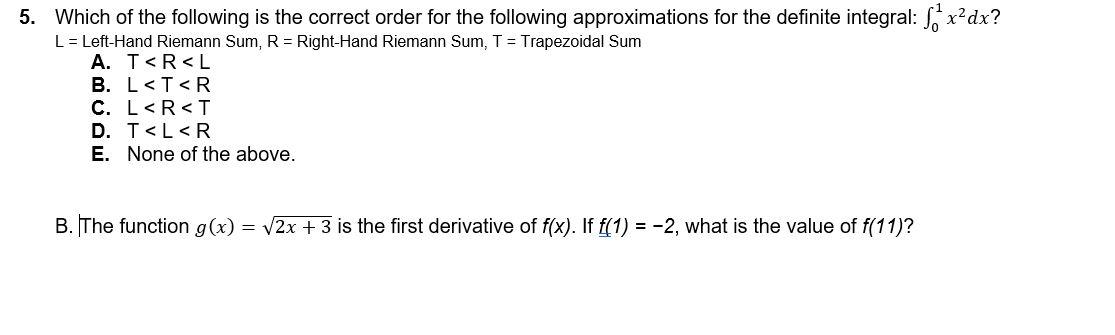 Solved Which of the following is the correct order for the | Chegg.com