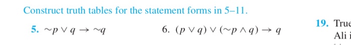 Solved Construct truth tables for the statement forms in | Chegg.com