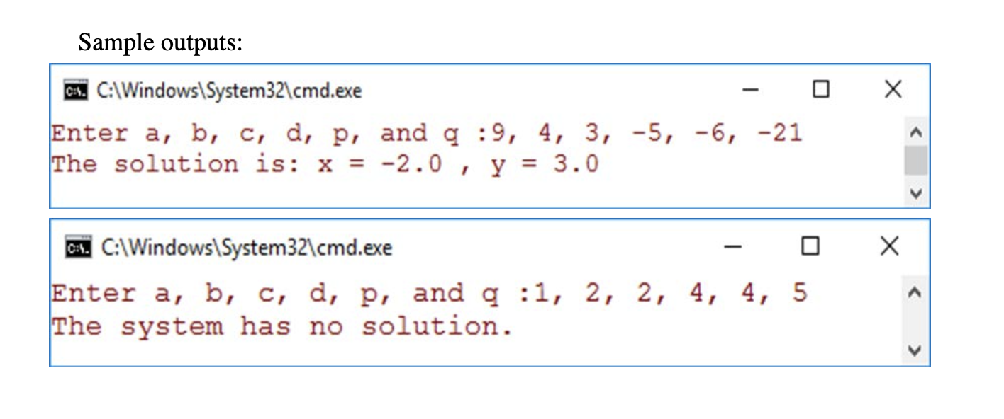 Solved Algebra: 2x2 linear equations (Use the posted | Chegg.com