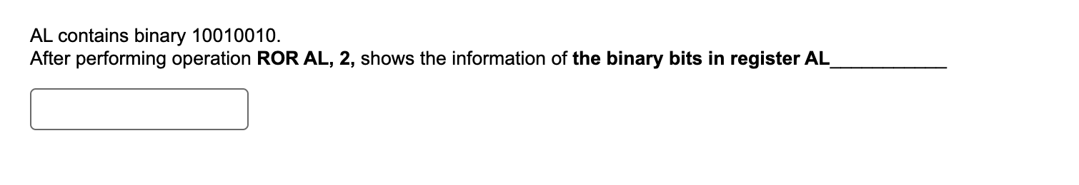 Solved AL contains binary 11100010. After performing | Chegg.com