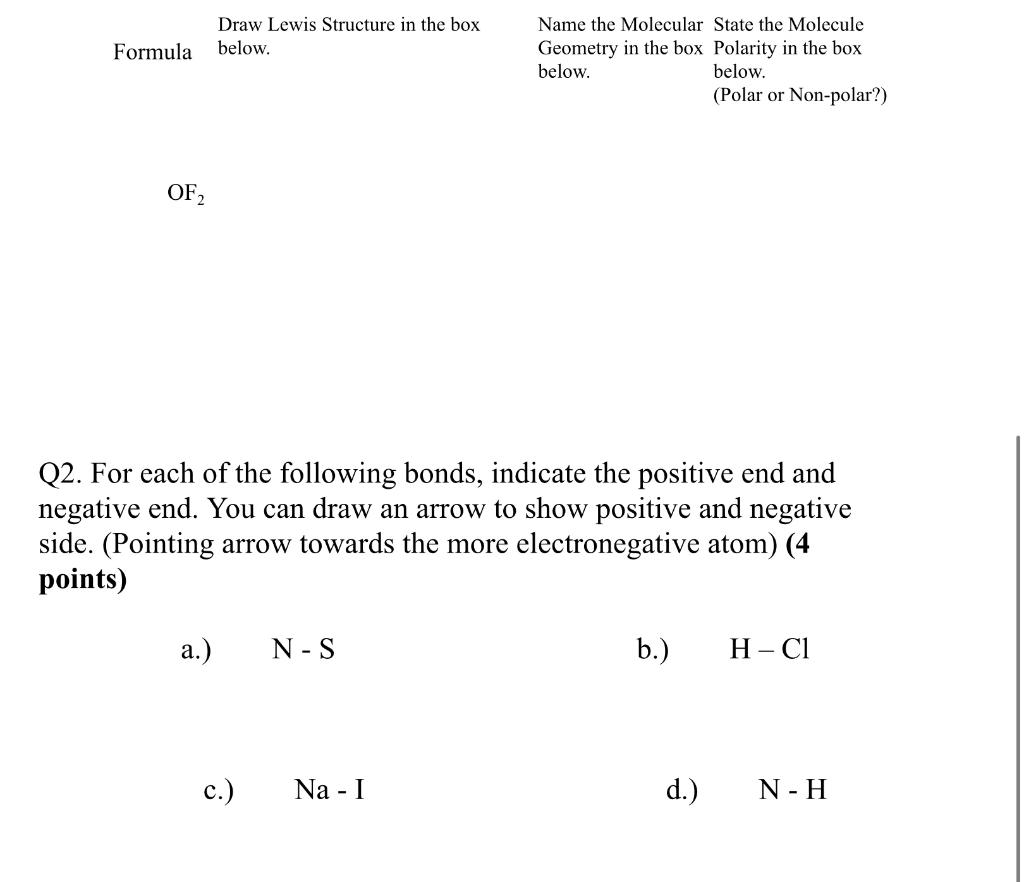 Solved Draw Lewis Structure in the box Name the Molecular | Chegg.com