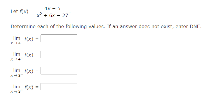 Solved Let f(x)=x2+6x−274x−5 Determine each of the following | Chegg.com