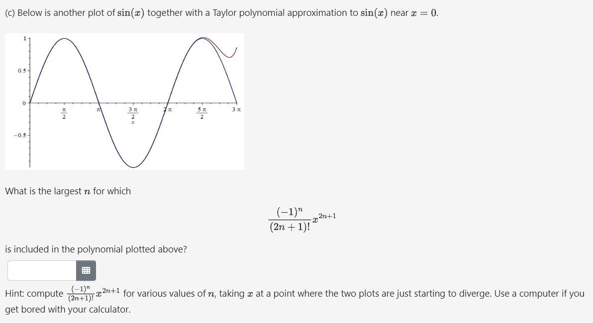 The Taylor polynomial for sin(x) for x near 0 to | Chegg.com