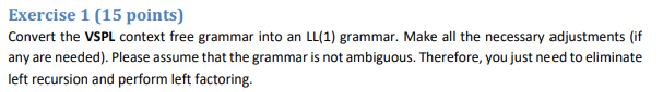 Solved Given the following grammar for a Very Simple | Chegg.com