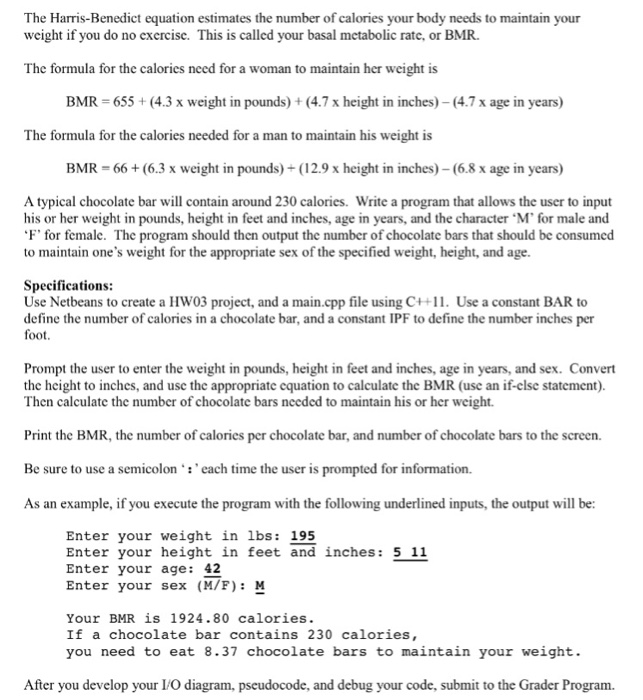 Solved The Harris-Benedict equation estimates the number of | Chegg.com