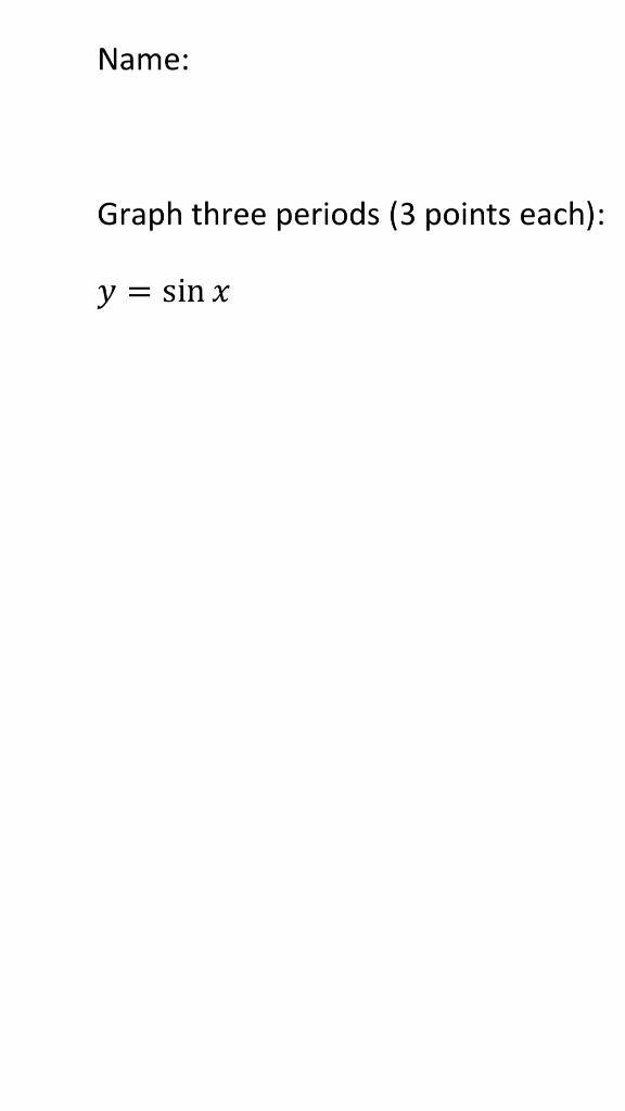 Solved Name: Graph three periods (3 points each): y = sin x | Chegg.com