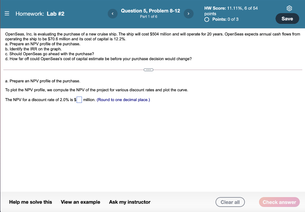 Solved = Homework: Lab #2 Question 5, Problem 8-12 Part 1 of | Chegg.com