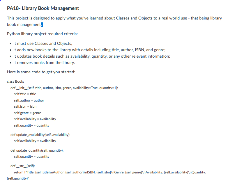 Solved PA18- Library Book Management This project is | Chegg.com