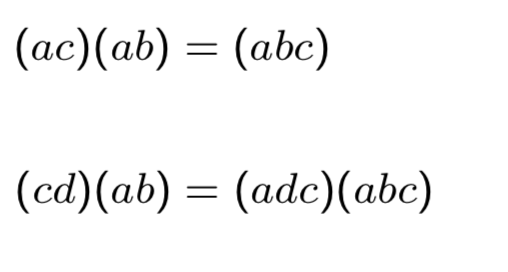 Solved (ac)(ab) = (abc) = (cd)(ab) = (adc)(abc) = | Chegg.com