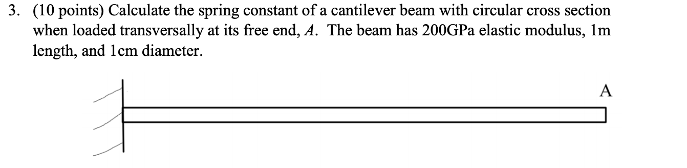 Solved 3. (10 points) Calculate the spring constant of a | Chegg.com