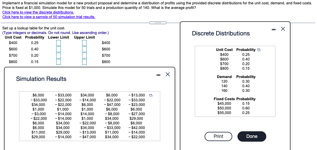 Solved Implement a financial simulation model for a new | Chegg.com