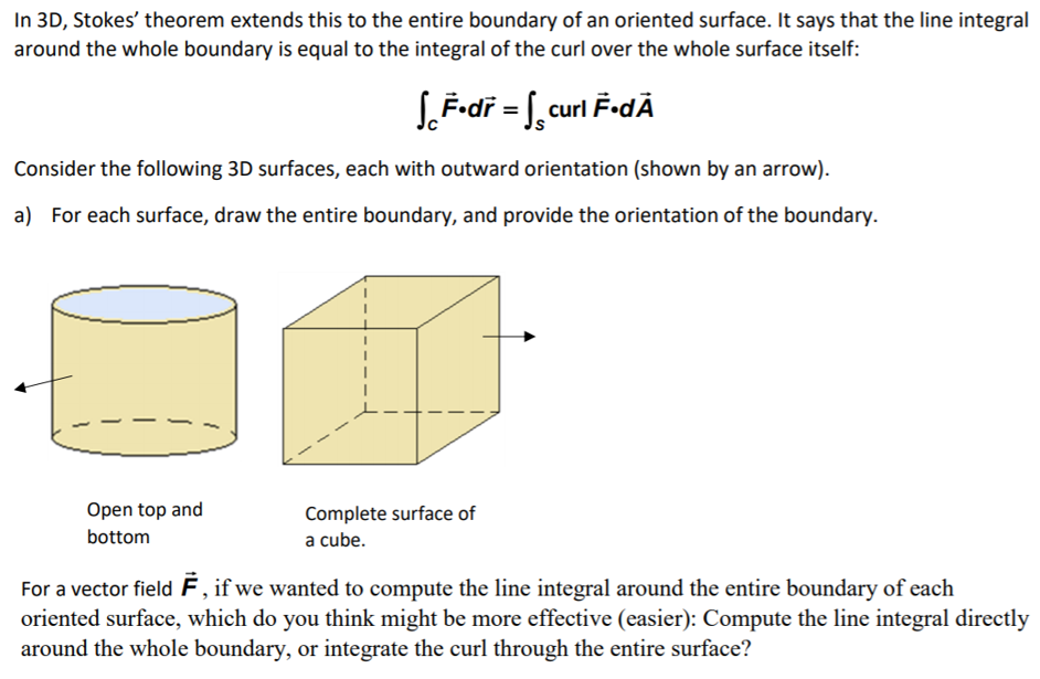 Solved In 3D, Stokes' theorem extends this to the entire | Chegg.com