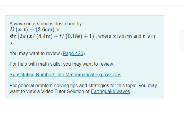 Solved A wave on a string is described by D(x, t) = (3.6cm) | Chegg.com