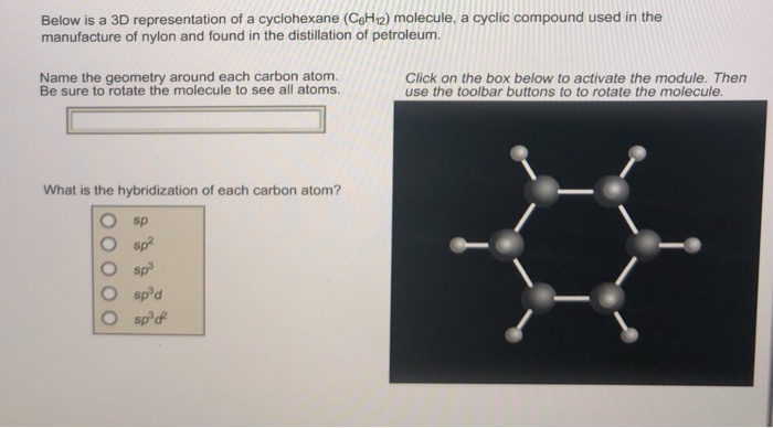 Solved Below is a 3D representation of a cyclohexane (CeH12) | Chegg.com