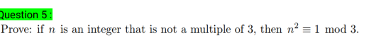 Solved Prove: if n is an integer that is not a multiple of 3 | Chegg.com