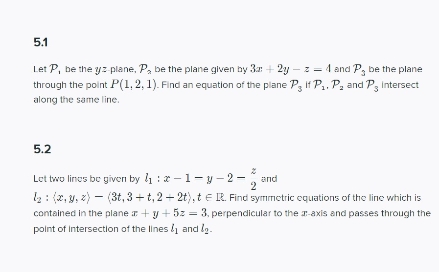 Solved 5.1 Let P, be the yz-plane, P, be the plane given by | Chegg.com
