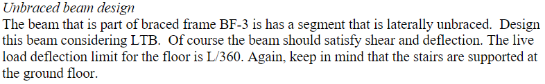 Solved Unbraced beam design The beam that is part of braced | Chegg.com