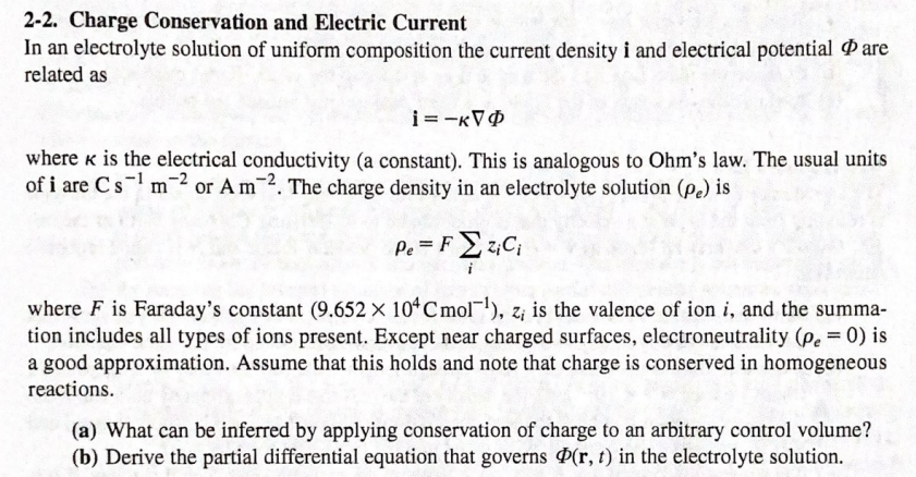 2-2. Charge Conservation and Electric Current In an | Chegg.com