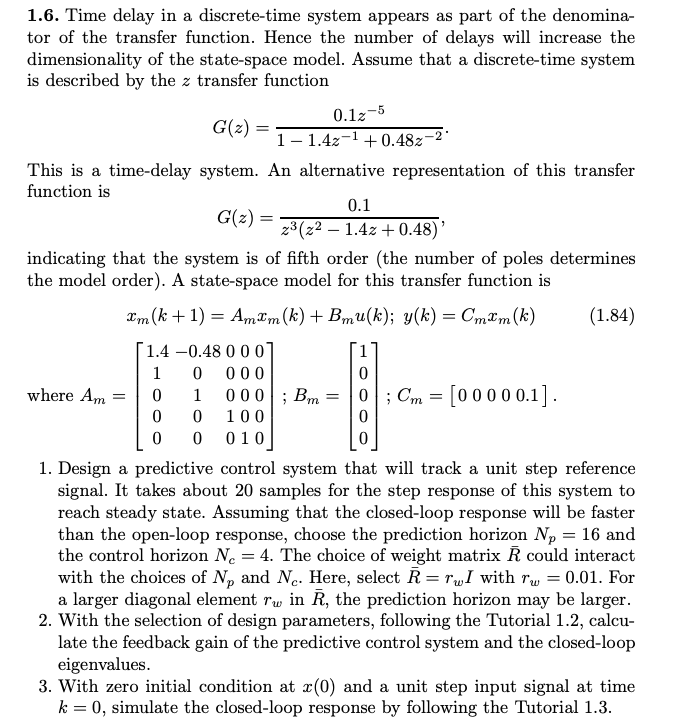 Solved = т 1.6. Time delay in a discrete-time system appears | Chegg.com