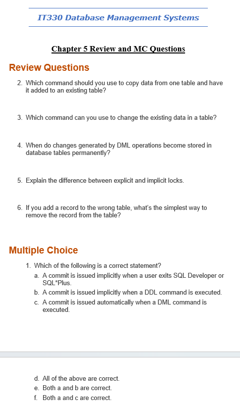 Solved Chapter 5 Review and MC Questions Review Questions 2. | Chegg.com