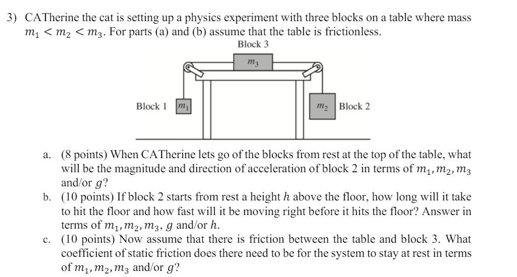 Solved CATherine the cat is setting up a physics experiment | Chegg.com