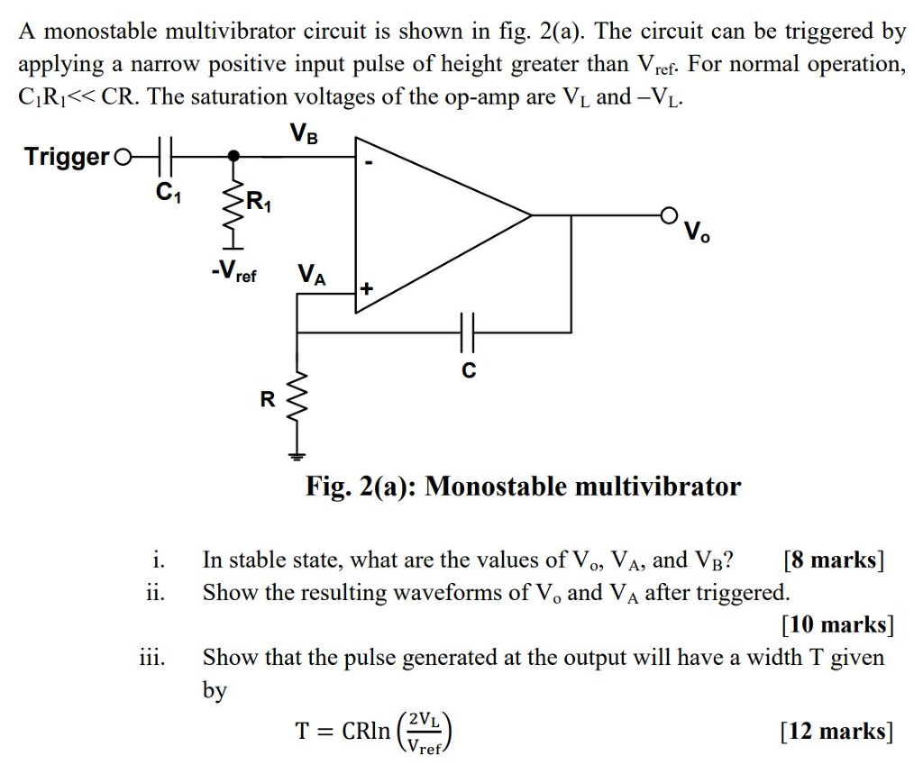 Solved A monostable multivibrator circuit is shown in fig. | Chegg.com
