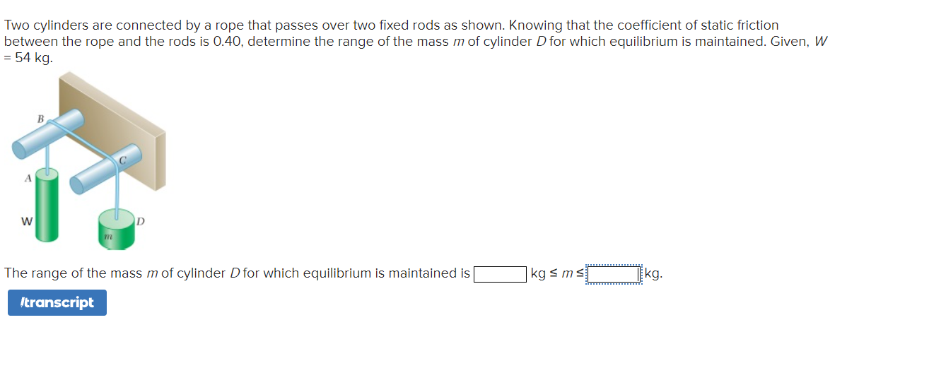 Solved Two cylinders are connected by a rope that passes | Chegg.com